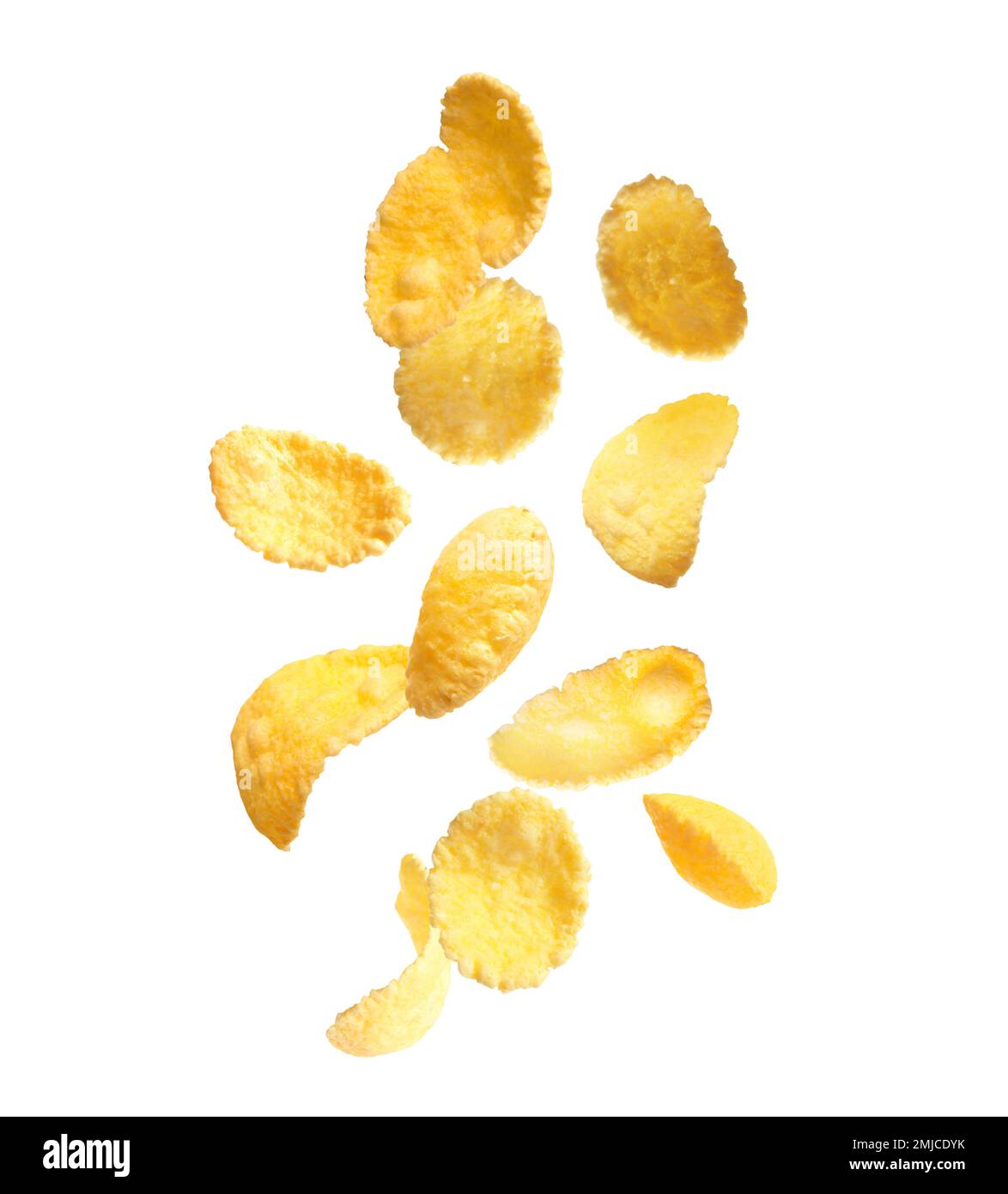 Set of tasty crispy corn flakes on white background Stock Photo - Alamy