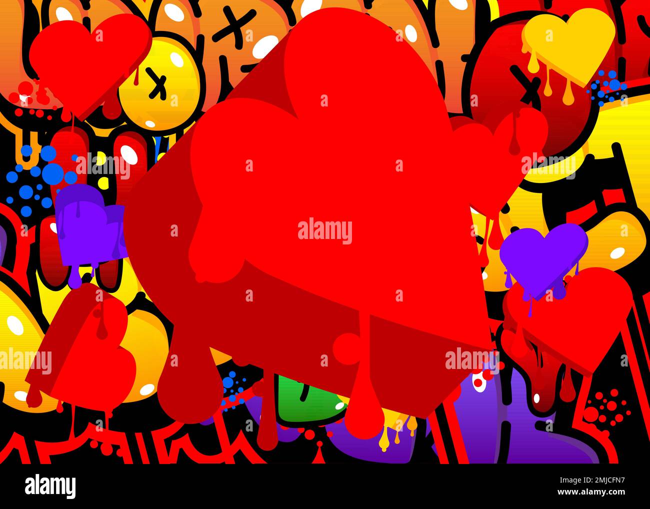 Graffiti Love Background with Hearts. Abstract modern Valentine's Day ...