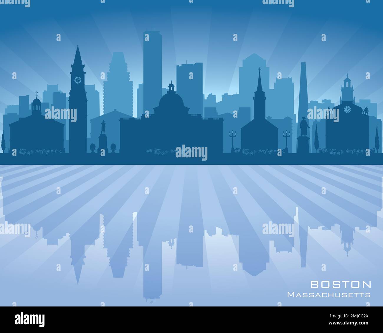 Boston Massachusetts city skyline vector silhouette illustration Stock ...