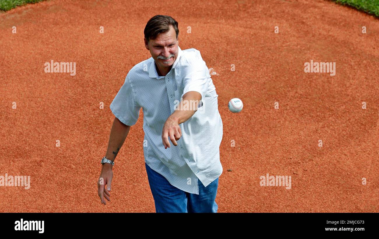 Baseball Hall of Fame pitcher Randy Johnson throws out a ceremonial ...