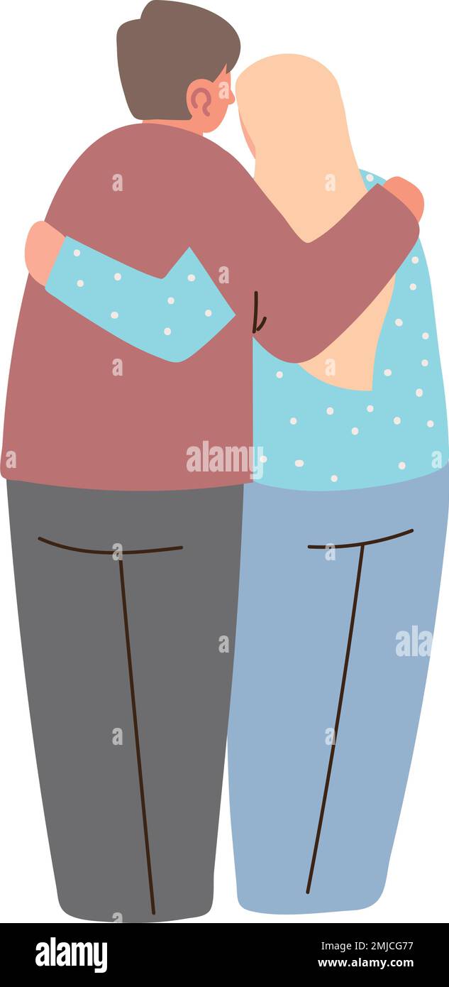 back view couple hugging Stock Vector Image & Art - Alamy