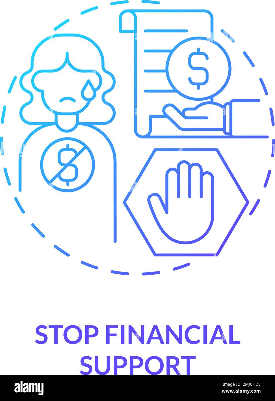 Stop financial support blue gradient concept icon Stock Vector Image ...