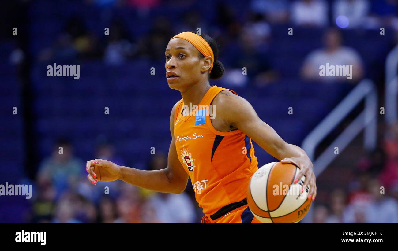 Connecticut Sun guard Jasmine Thomas dribbles the ball against the ...