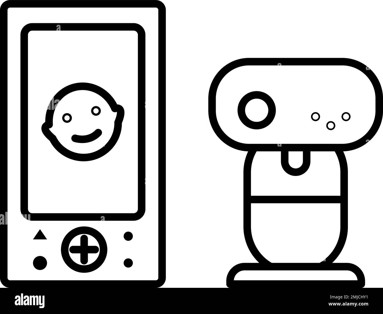 Baby, camera, monitor vector icon on transparent background. Outline ...