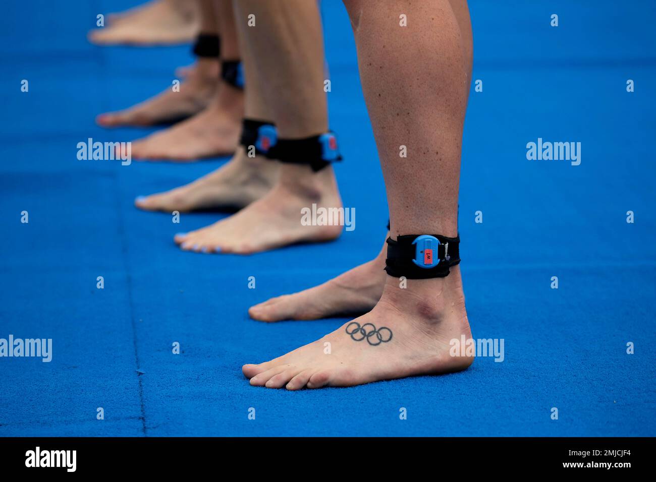 American triathlete Katie Zaferes sports a Olympic rings tattoo during ...