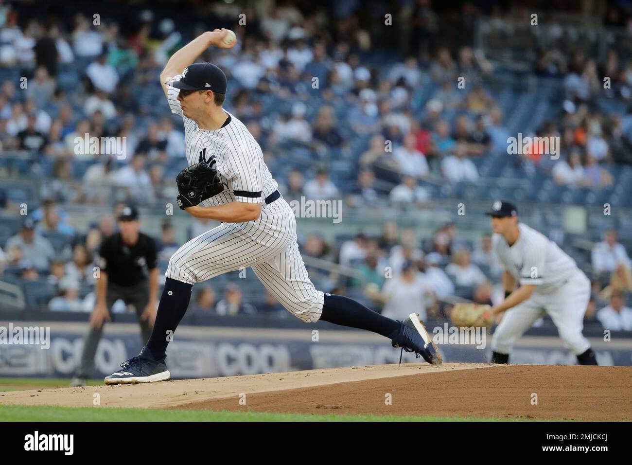 New York Yankees' Chad Green delivers a pitch during the first inning ...