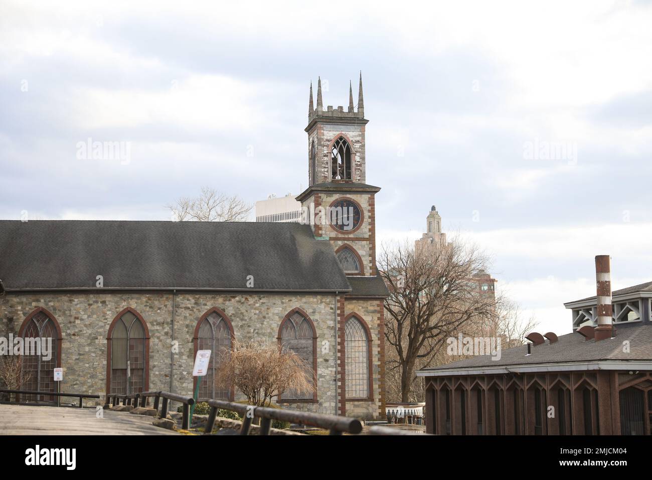 Rhode Island Buildings River Water columns old building Stock Photo - Alamy