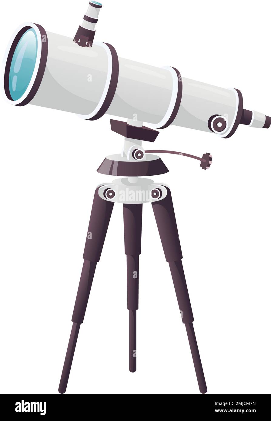 Portable telescope. Three leg astronomer cartoon equipment isolated on ...