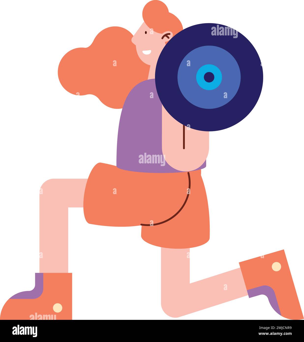 redhead woman lifting weight character Stock Vector Image & Art - Alamy