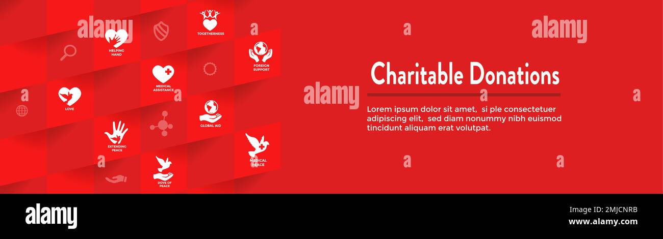 Charitable giving donations header banner and icon set hi-res stock ...