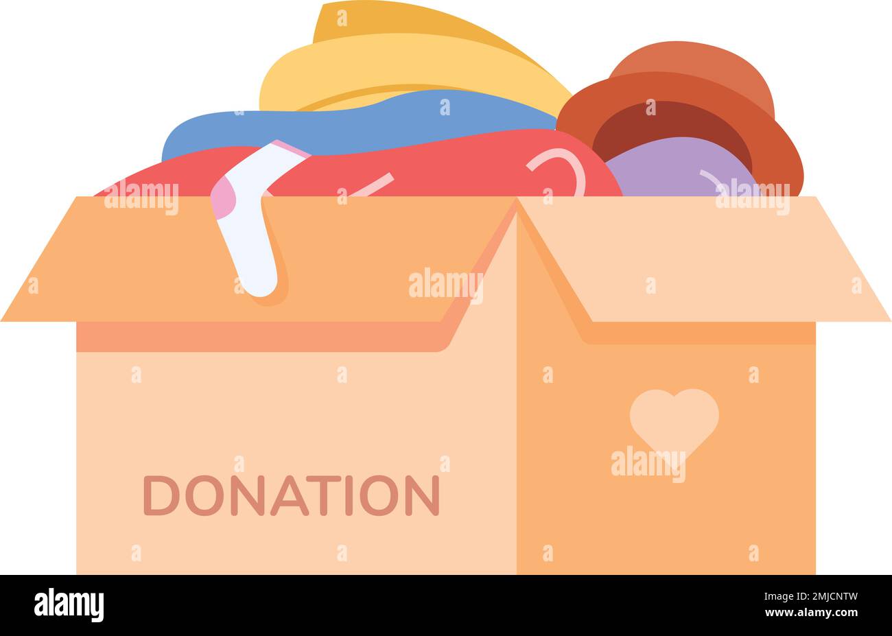 Donation icon. Cardboard box with clothes. Charity symbol isolated on ...