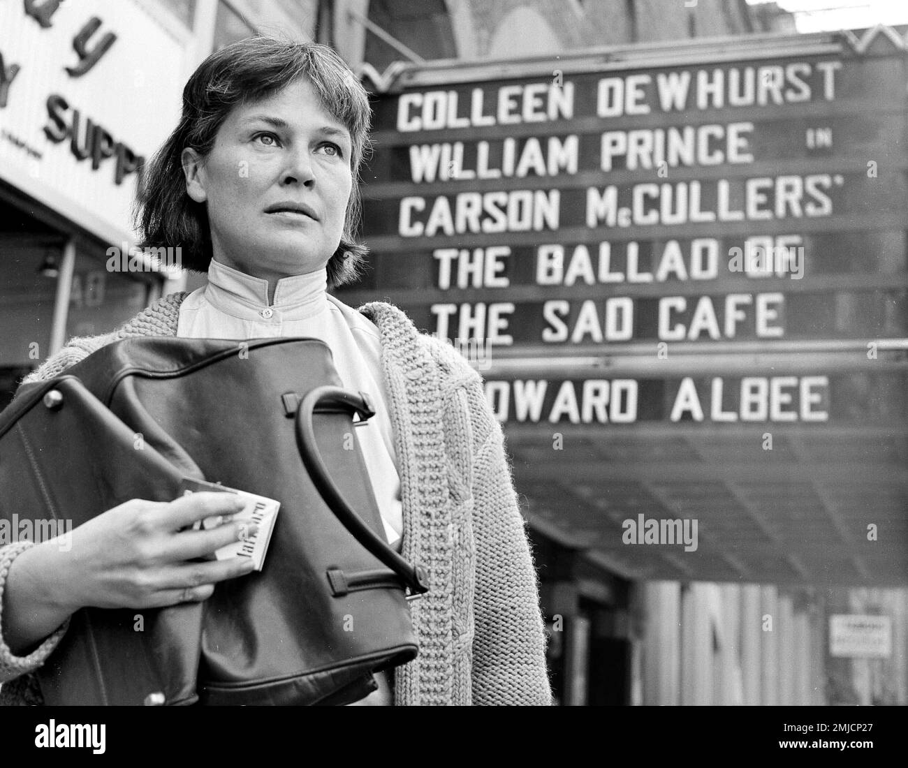 Happy with her latest role, Colleen Dewhurst stands by the marquee at ...