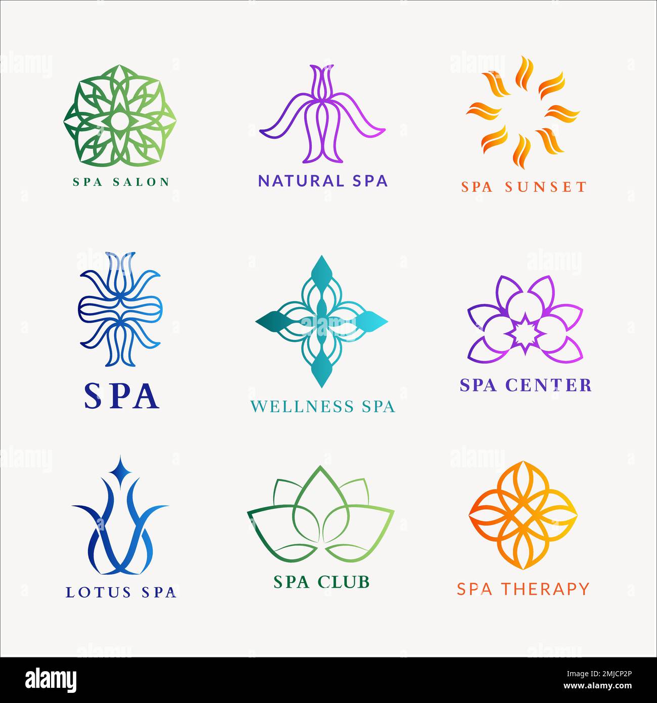 Colorful wellness spa logo, gradient modern design vector set Stock ...