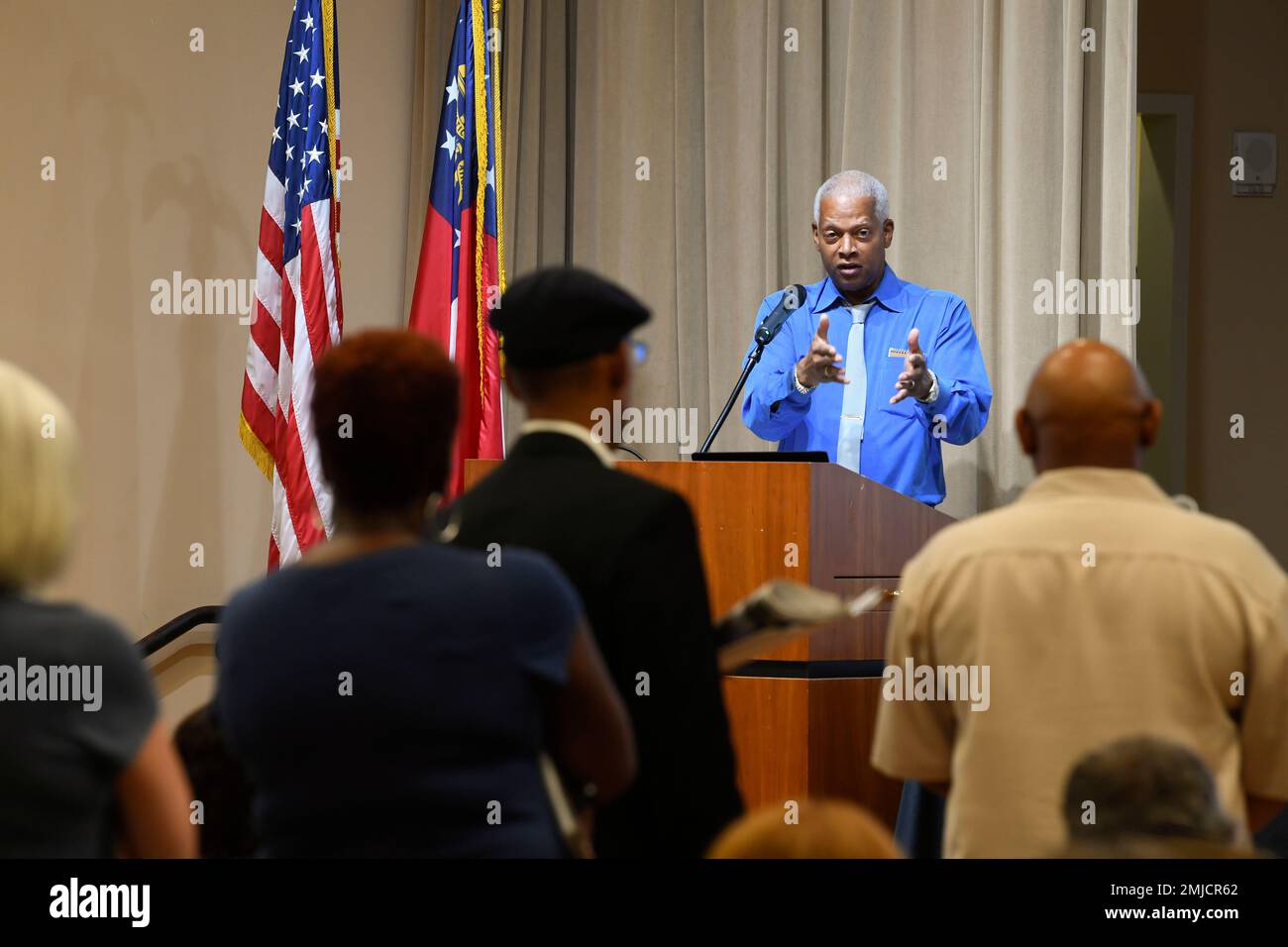 U.S. Rep. Hank Johnson, D-Ga., speaks to constituents during a town ...