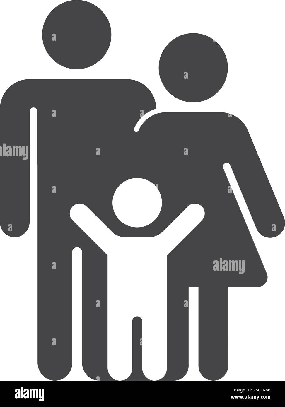 Parents and kid black icon. Family together symbol Stock Vector Image ...