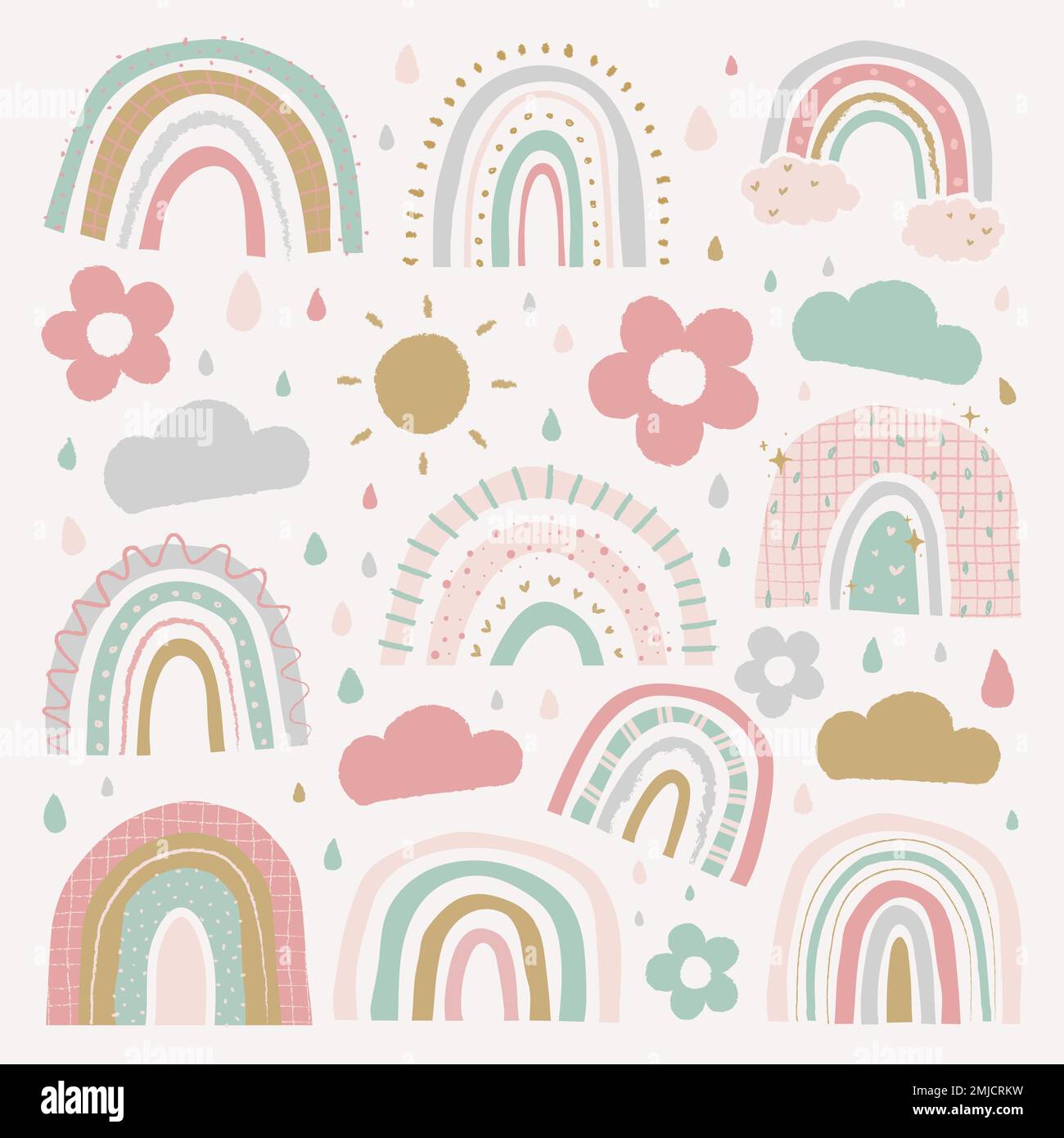 Doodle rainbow in cute style vector set Stock Vector Image & Art - Alamy