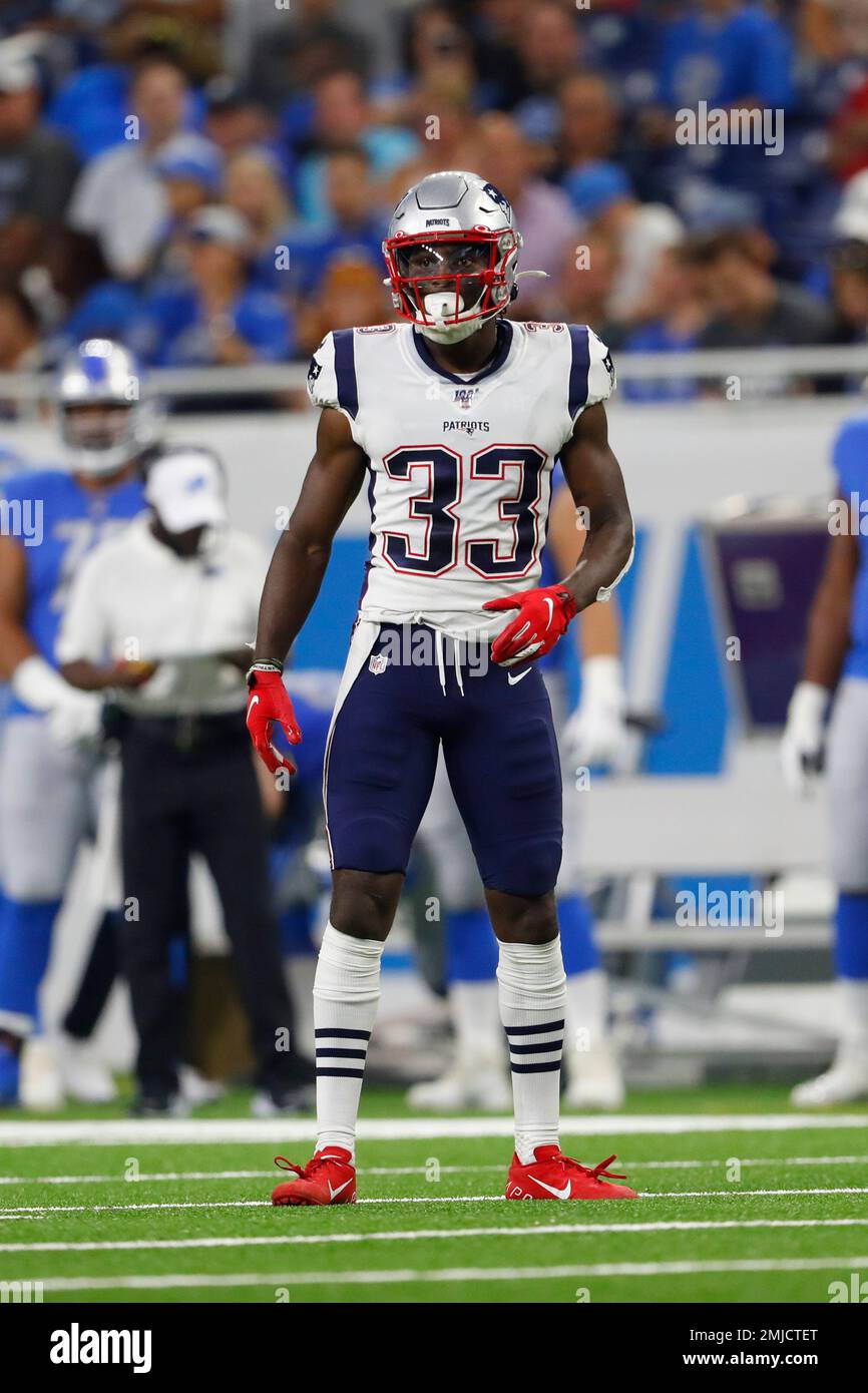 New England Patriots' Joejuan Williams plays against the Detroit Lions ...