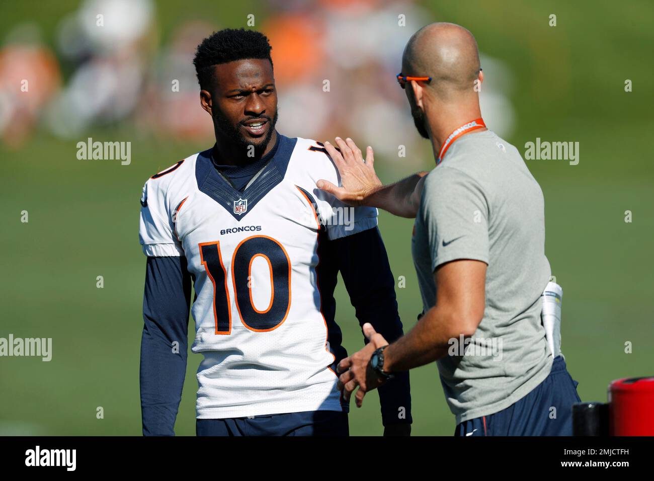 FILE - In this Tuesday, Aug. 6, 2019, file photograph, Denver Broncos ...