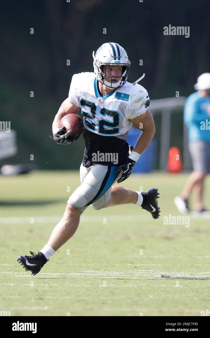 Carolina Panthers' Christian McCaffrey (22) runs during an NFL football ...