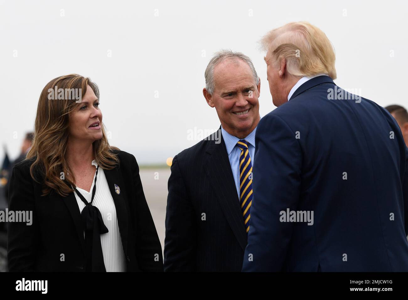 President Donald Trump, right, talks with Pennsylvania State Sen ...
