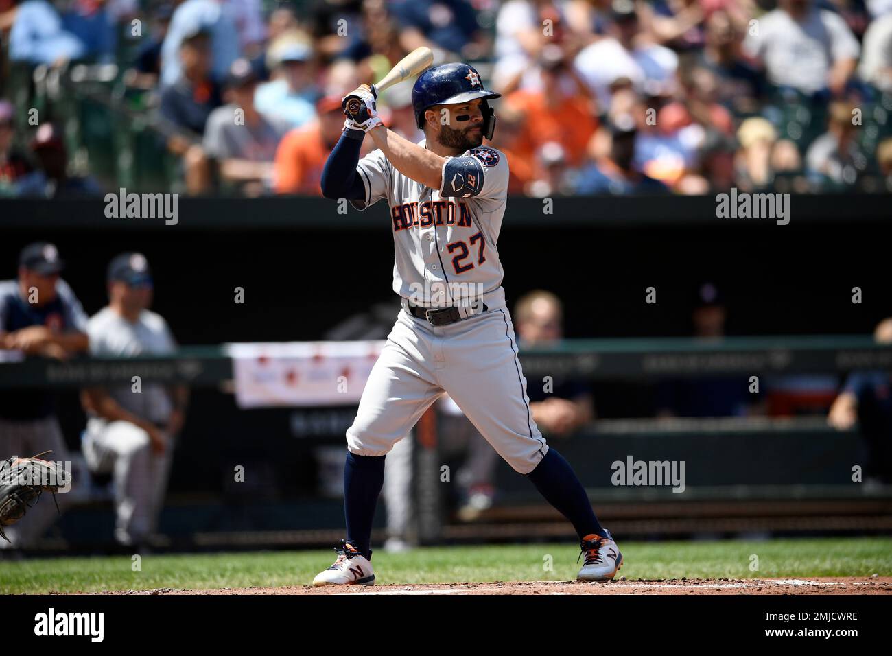 Houston Astros' Jose Altuve bats during a baseball game against the ...
