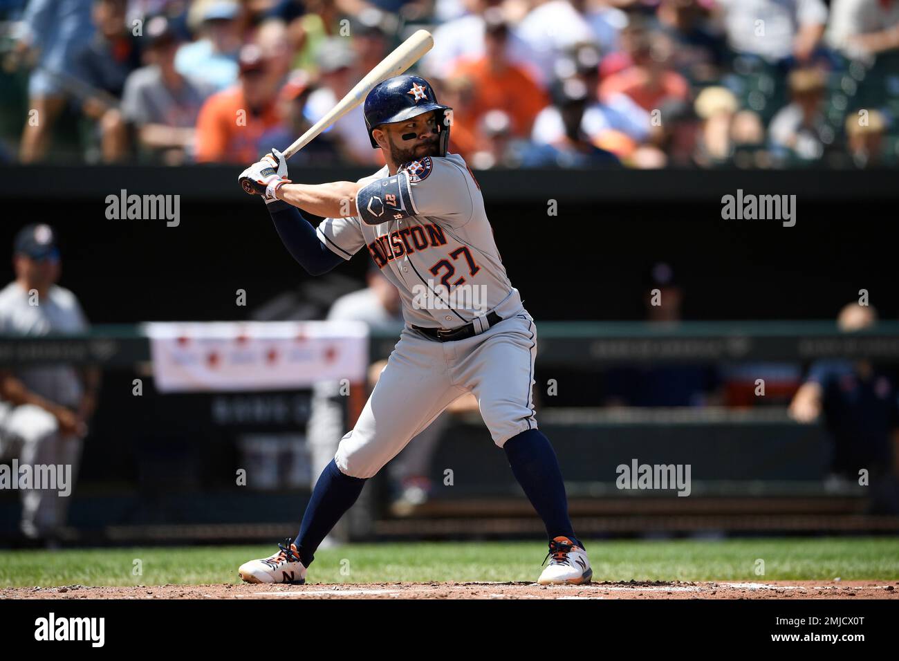 Houston Astros' Jose Altuve bats during a baseball game against the ...