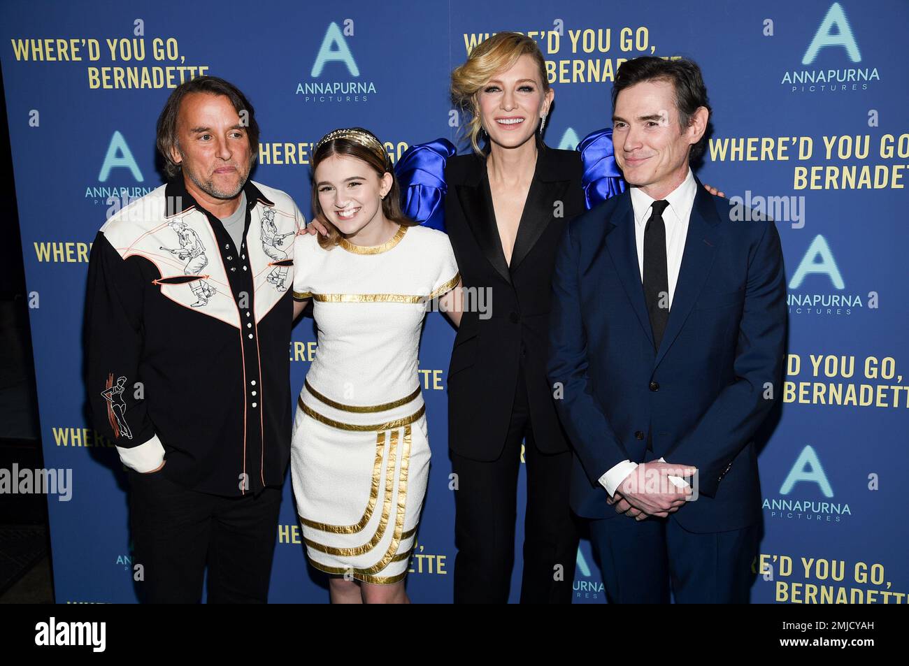 Director Richard Linklater, left, poses with actors Emma Nelson, Cate ...