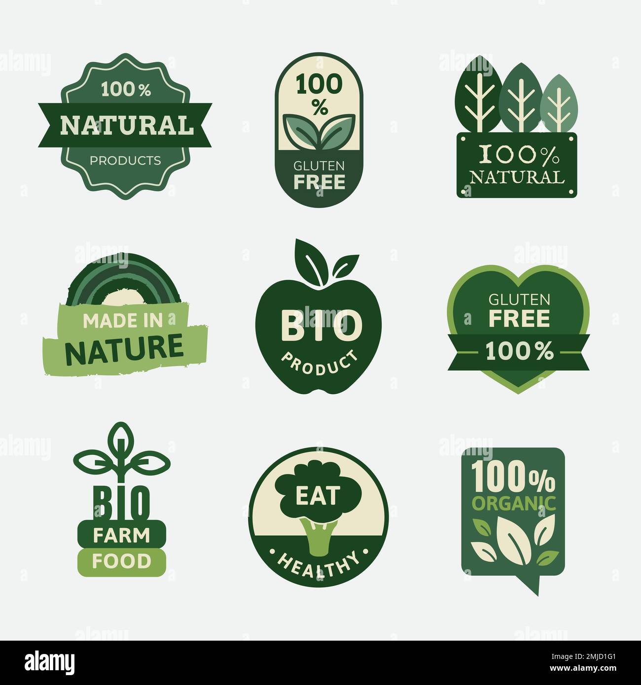 Organic products badges set vector for food marketing campaigns Stock ...