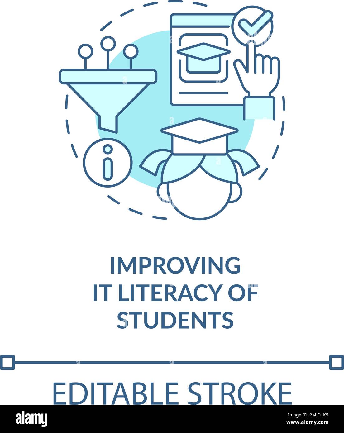 Improving IT literacy of students turquoise concept icon Stock Vector ...