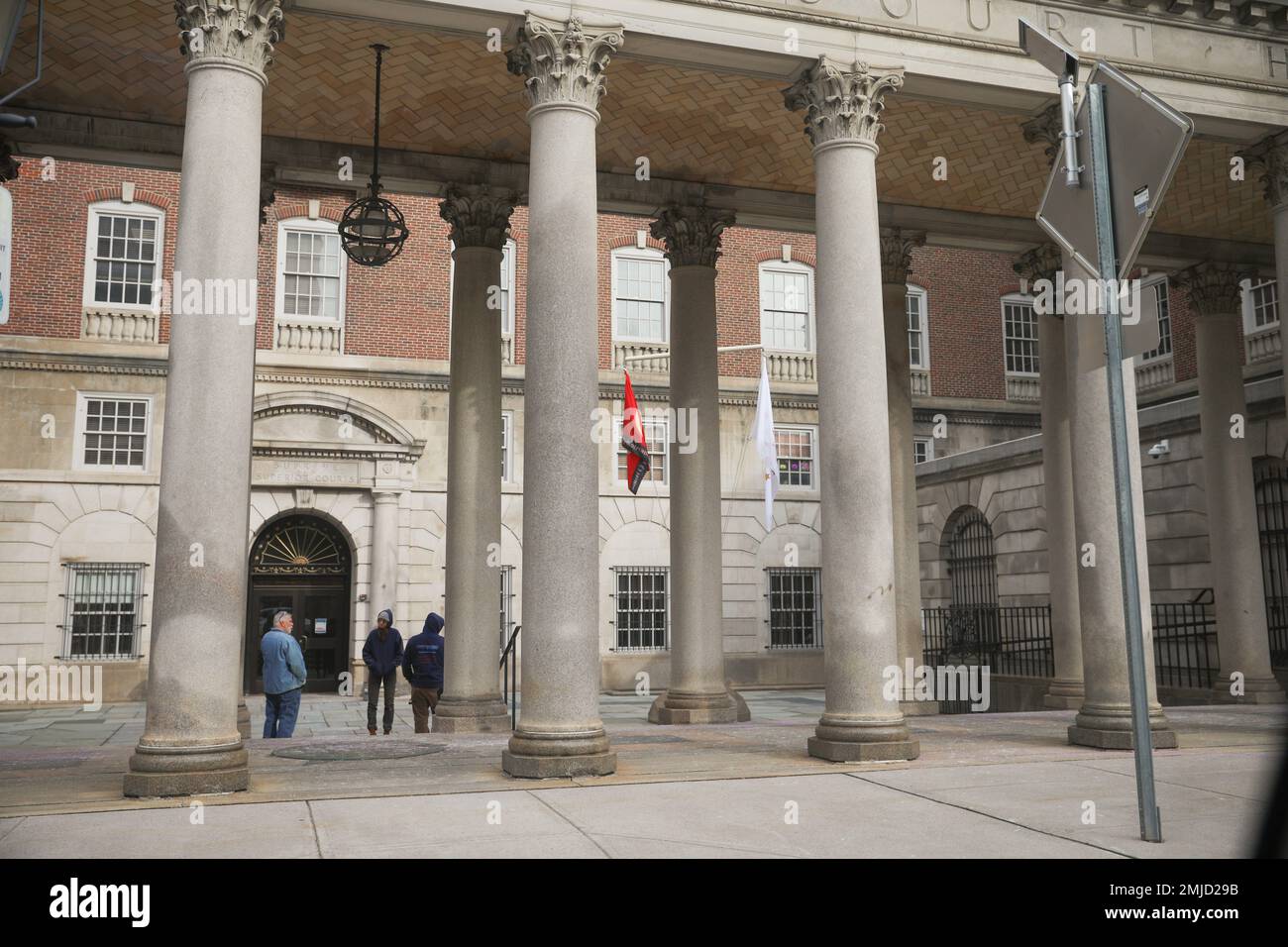 Rhode Island Buildings River Water columns old building Stock Photo - Alamy