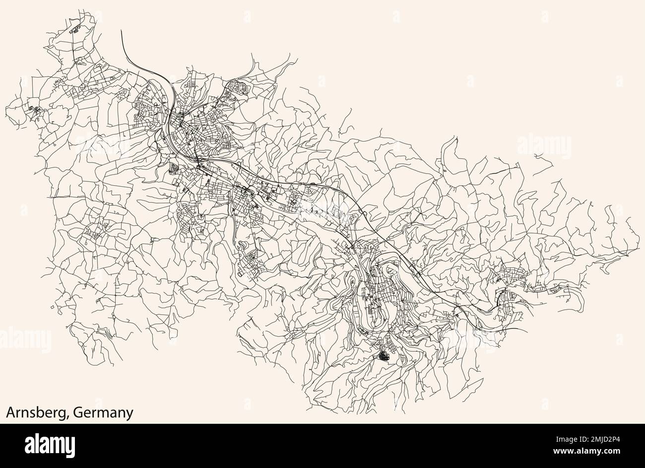 Street roads map of ARNSBERG, GERMANY Stock Vector Image & Art - Alamy