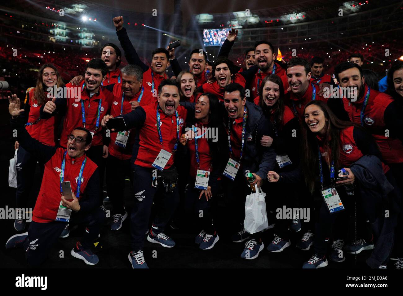 Athletes of Chile arrive for the closing ceremony of the Pan American ...