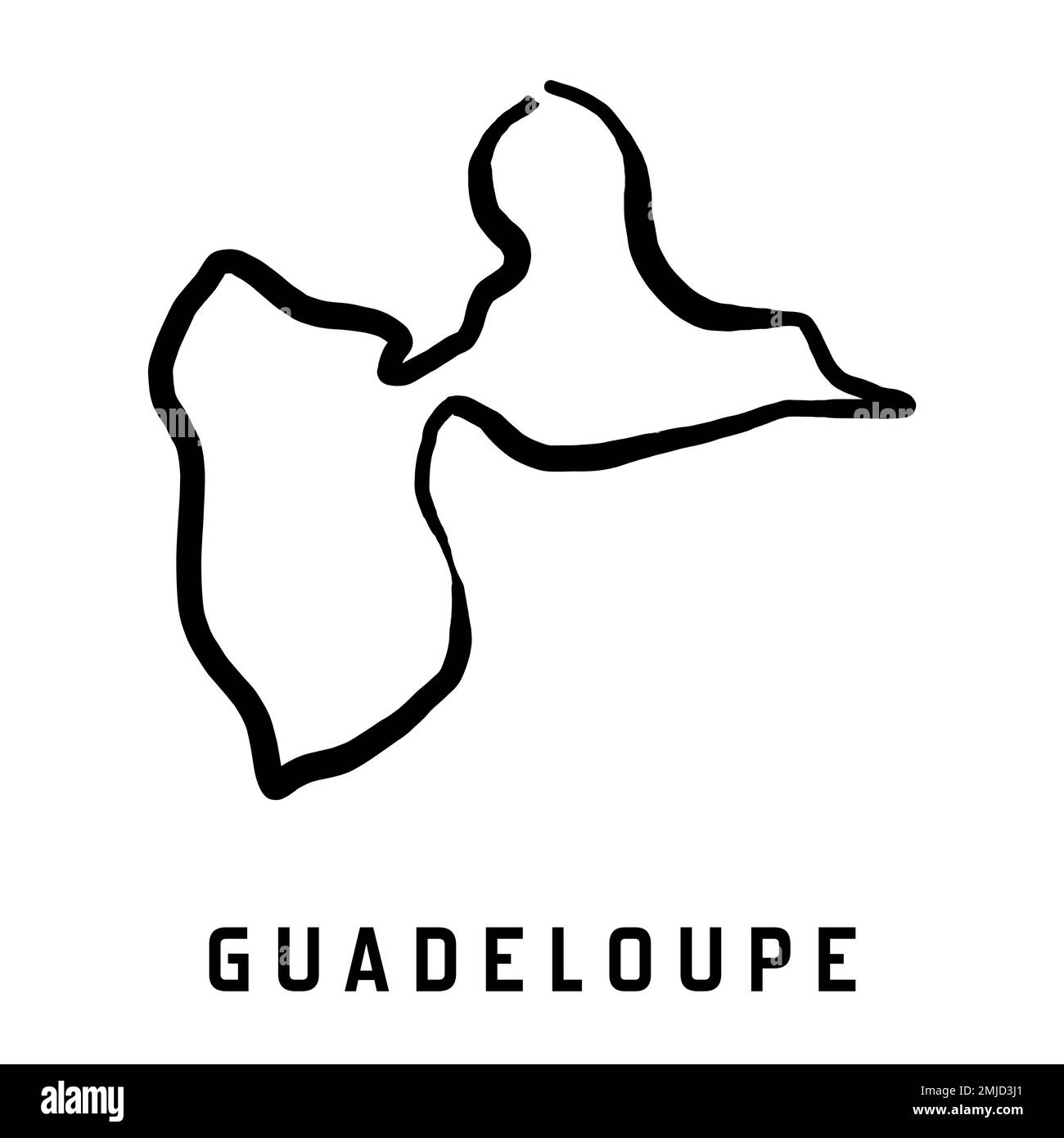Guadeloupe island map simple outline. Vector hand drawn simplified ...