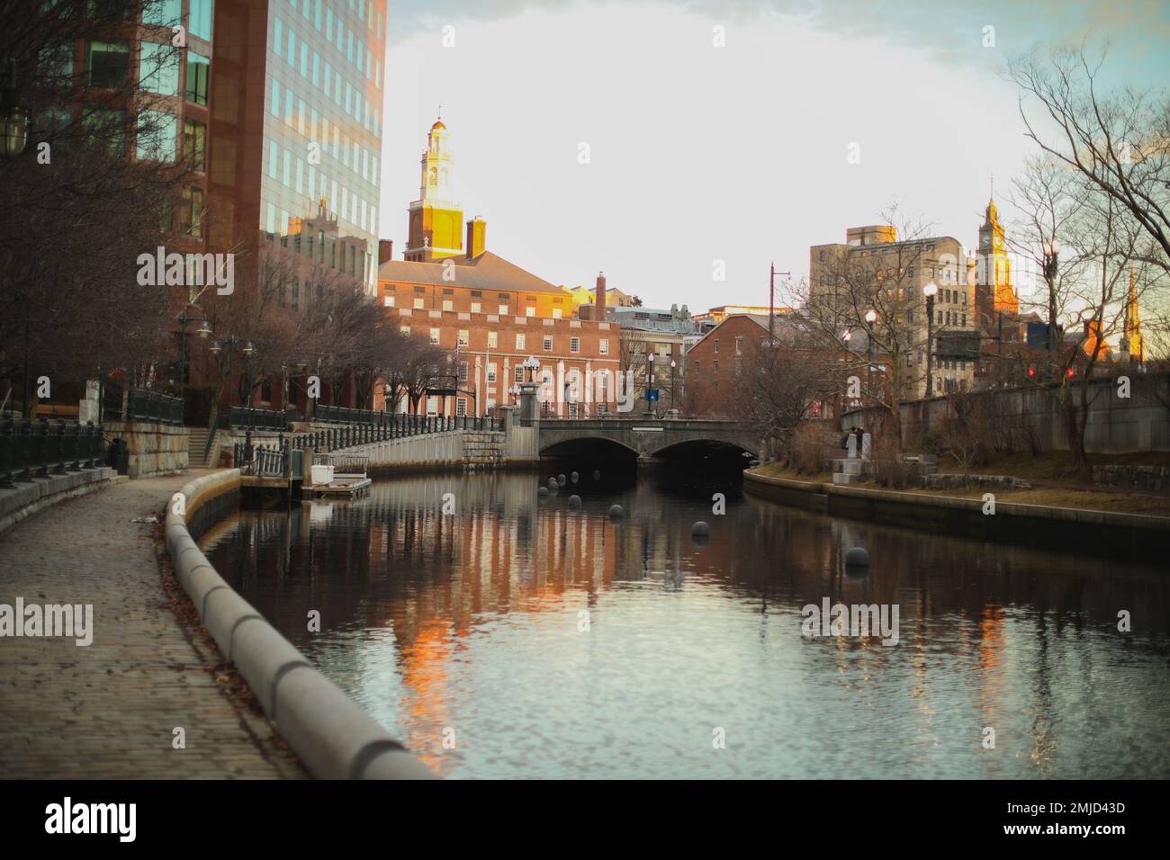 Rhode Island Buildings River Water columns old building Stock Photo - Alamy