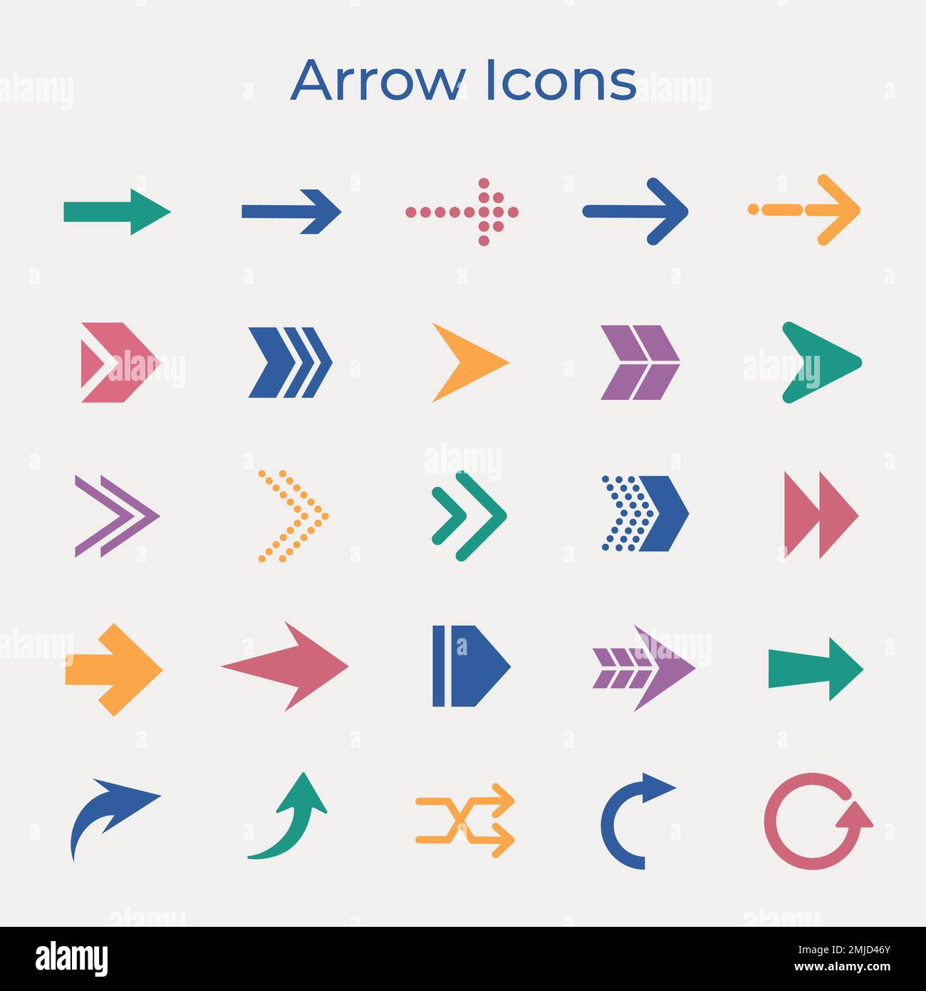 Arrow icon, colorful business sticker, direction symbol vector set ...