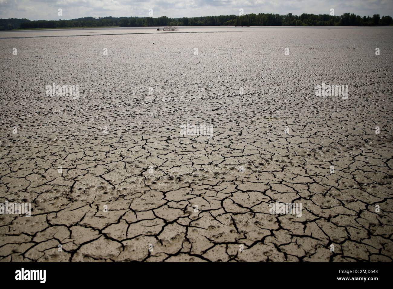 In this photo taken Tuesday, Aug. 6, 2019, a dried out field that was ...
