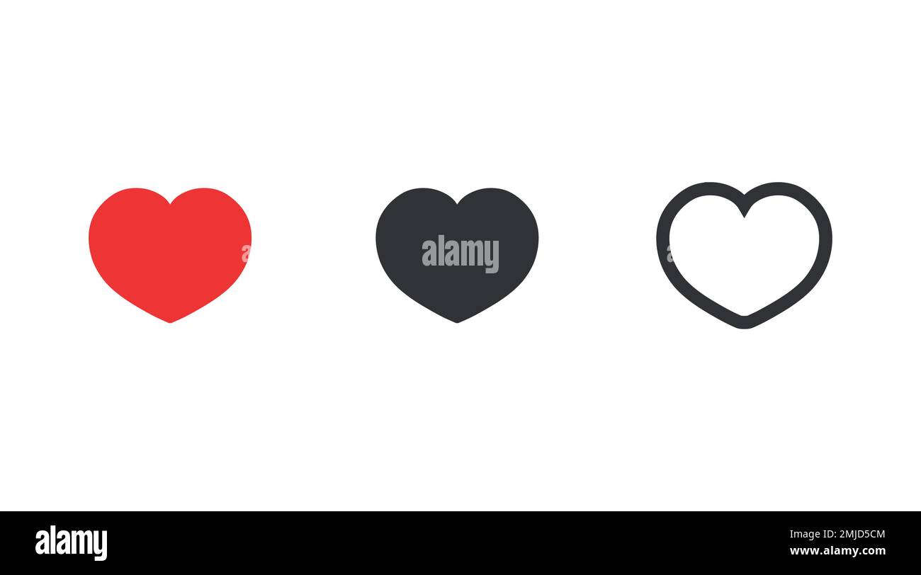 Heart icon set. Vector heart shape variations. Heart symbol Stock ...