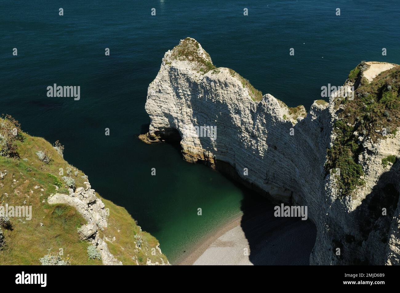 Aerial View To The White Cliffs Of Falaise d'Amont In Etretat In ...