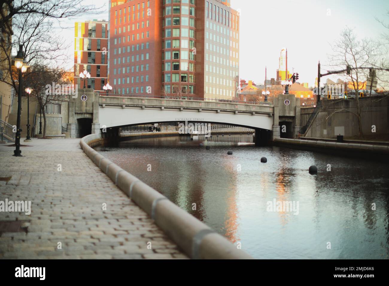 Rhode Island Buildings River Water columns old building Stock Photo - Alamy