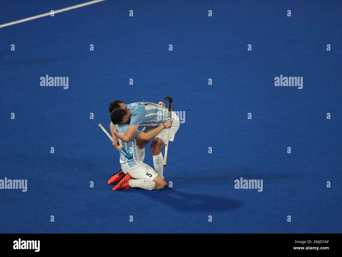Pedro Ibarra, left, and Ignacio Ortiz, both of Argentina embrace after ...