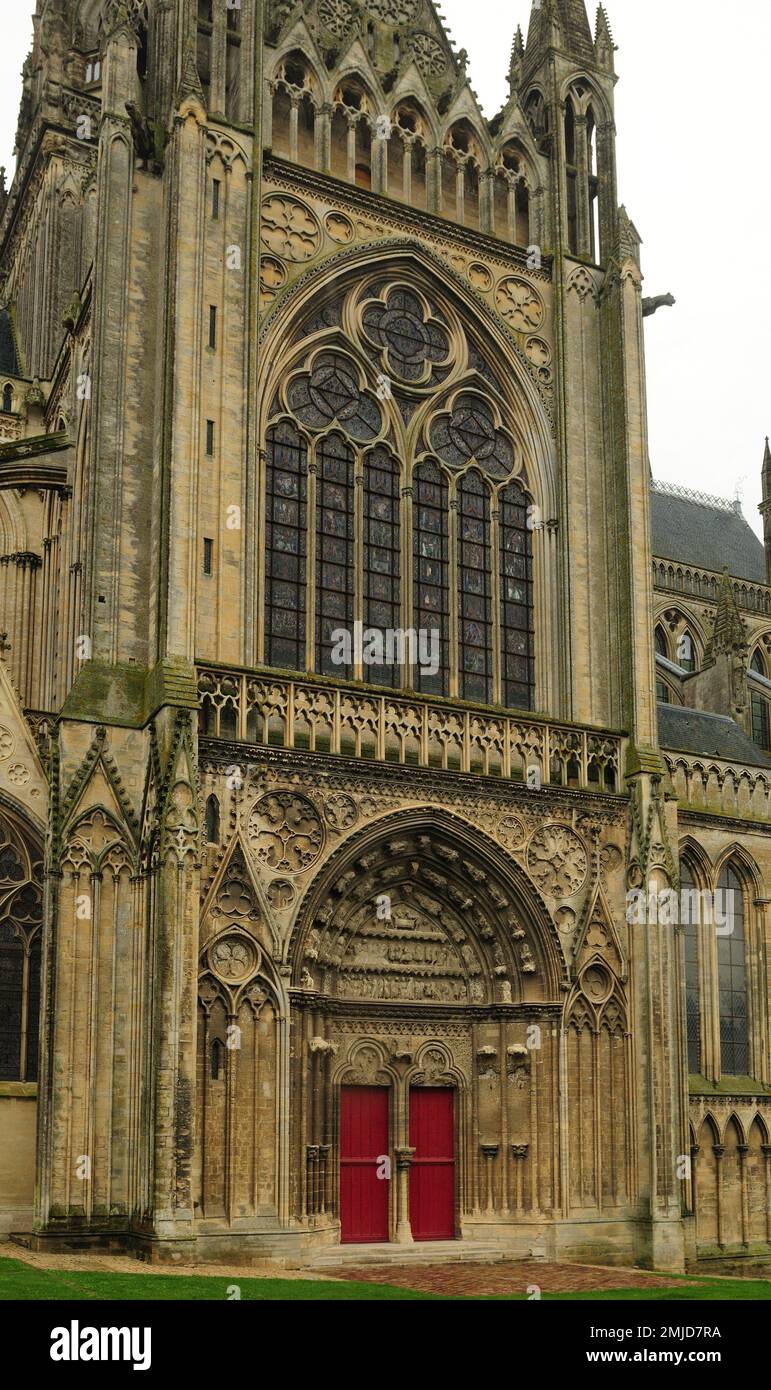 Front View Of The Cathedral Of Bayeux In Normandy France On An Overcast ...