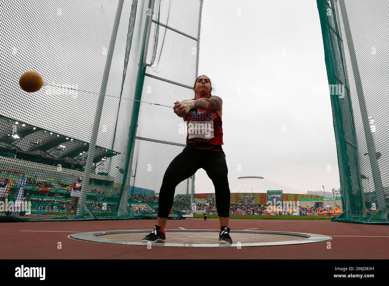 Chile's Mariana Garcia competes in the women's hammer throw at the Pan ...
