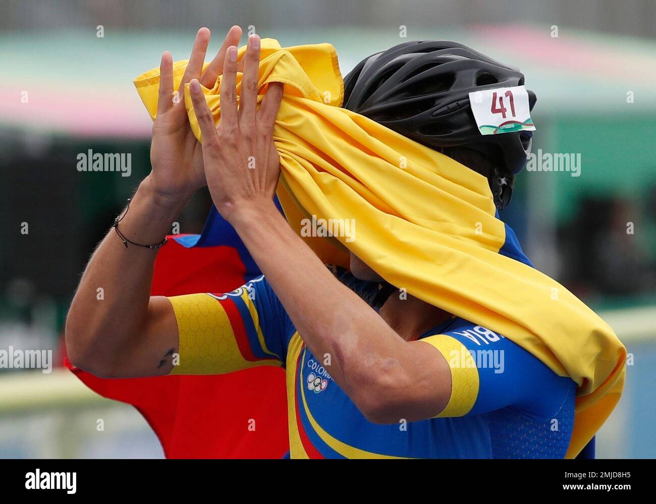 CORRECTS DATE - Pedro Causil of Colombia celebrates after winning the ...