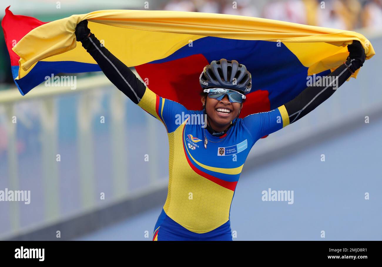 CORRECTS DATE - Geiny Pajaro of Colombia celebrates after winning the ...
