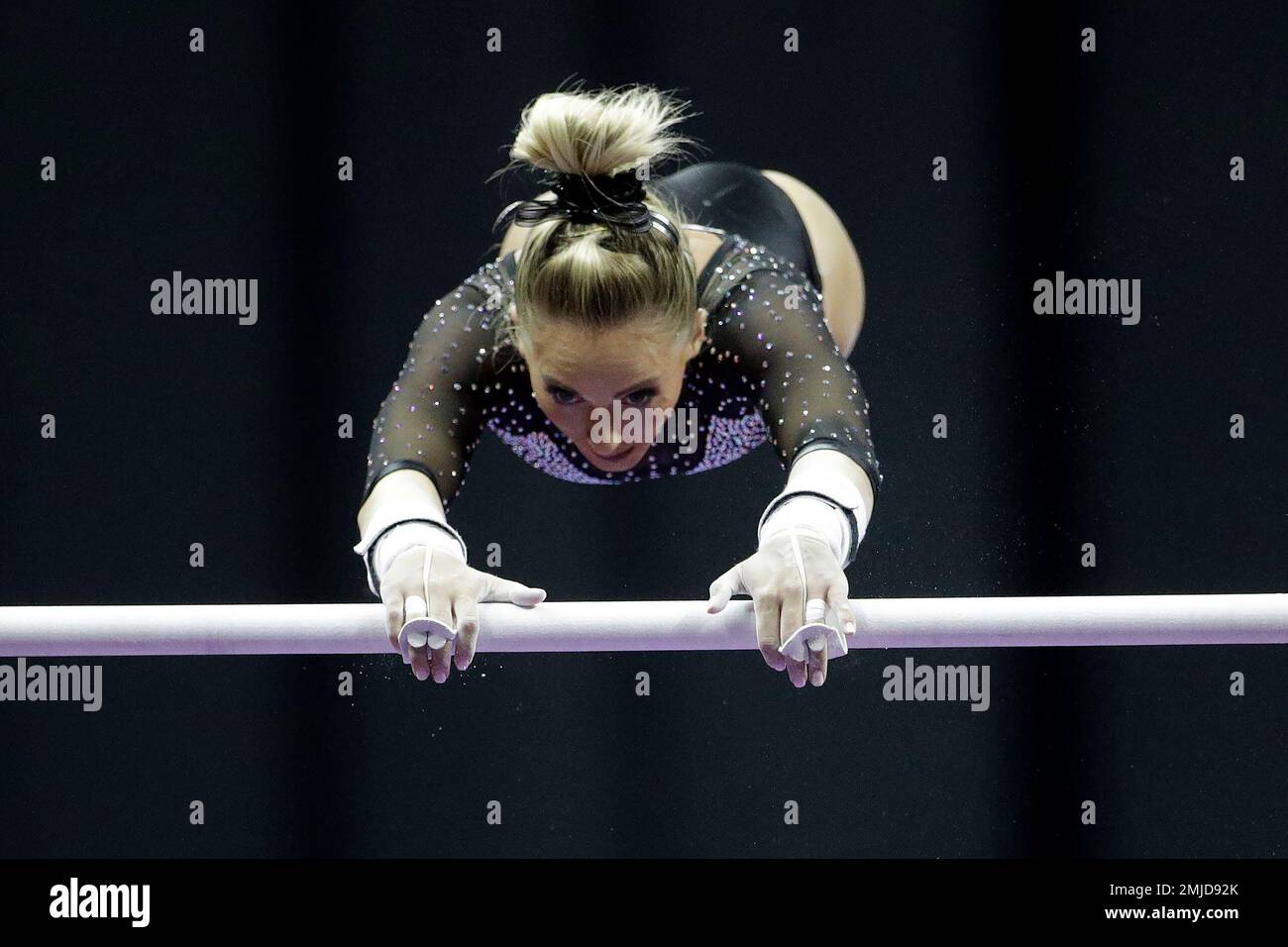 MyKayla Skinner competes on the uneven bars during the senior women's ...