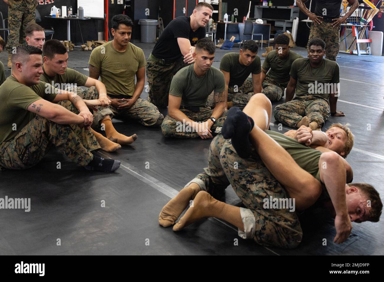 Marine Corps Martial Arts Instructors observe Paddy Pimblett, a mixed ...
