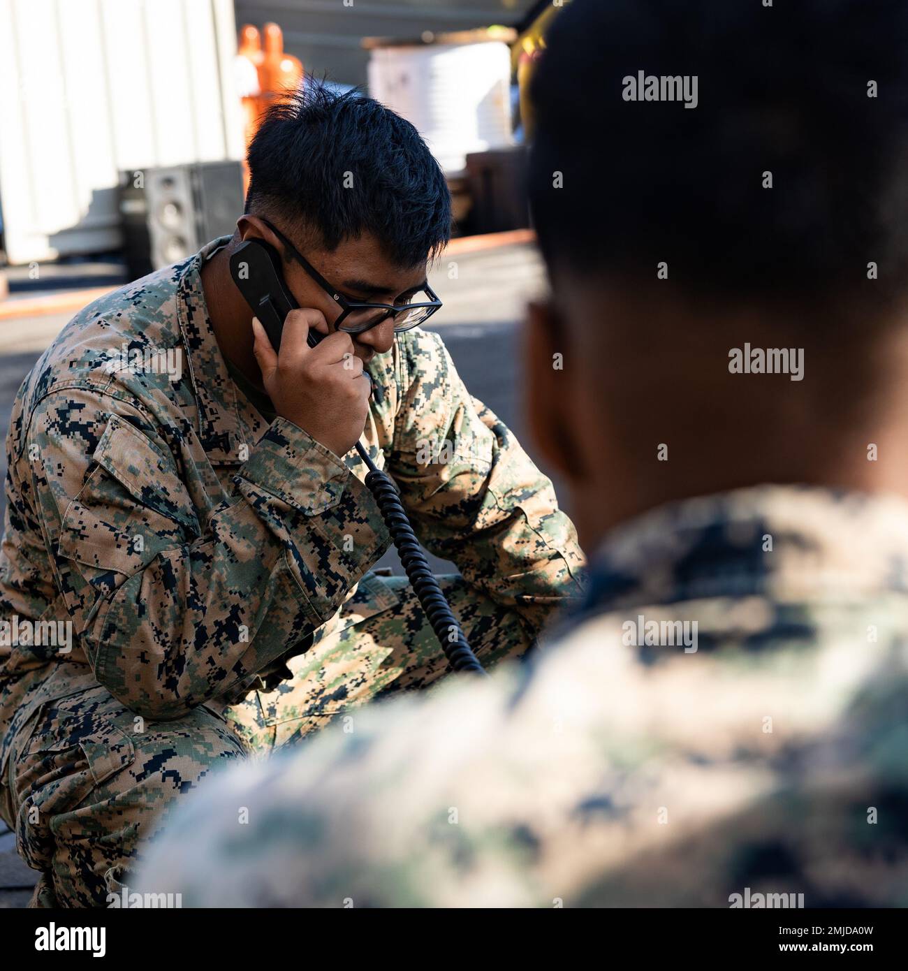 U.S. Marine Corps Cpl. Manuel Casquera, a transmissions systems ...