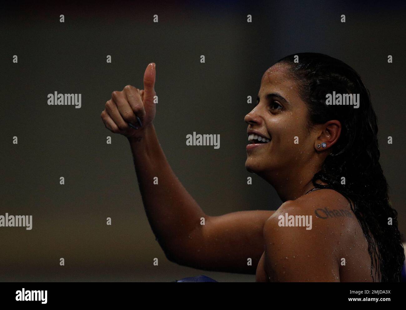 Brazils Etiene Pires De Medeiros Celebrates After Winning Gold In The