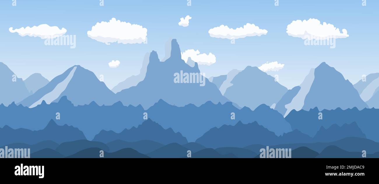 Mountain view. Vector landscape - Dolomites in Italy. Beautiful blue ...