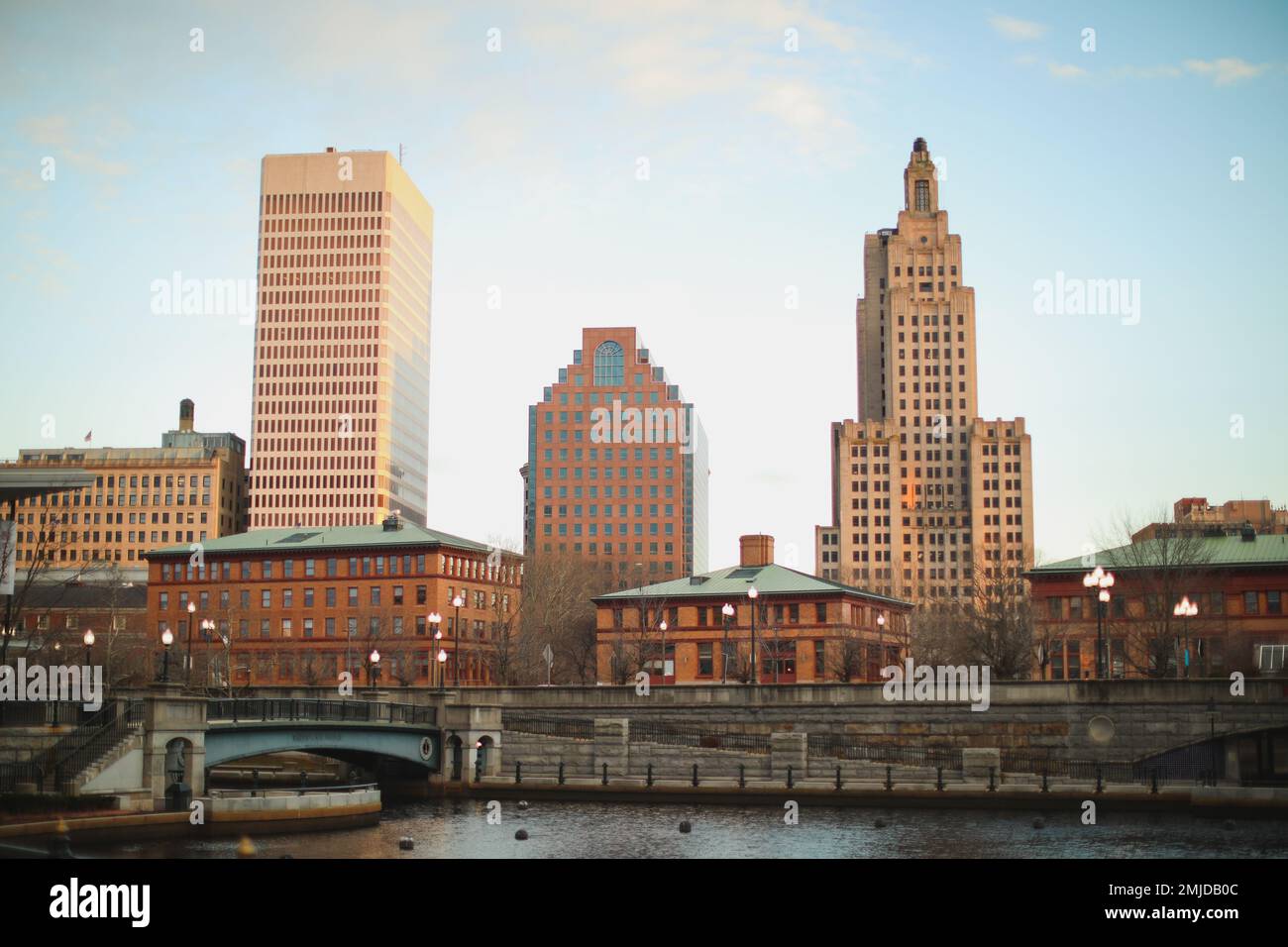Rhode Island Buildings River Water columns old building Stock Photo - Alamy